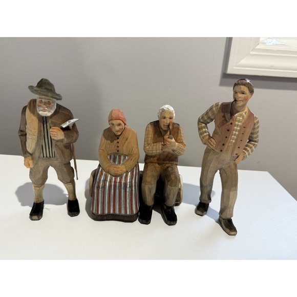 Huggler Wyss | Art | 3 Vtg Swiss Huggler Wyss Hand Carved Folk Art ...